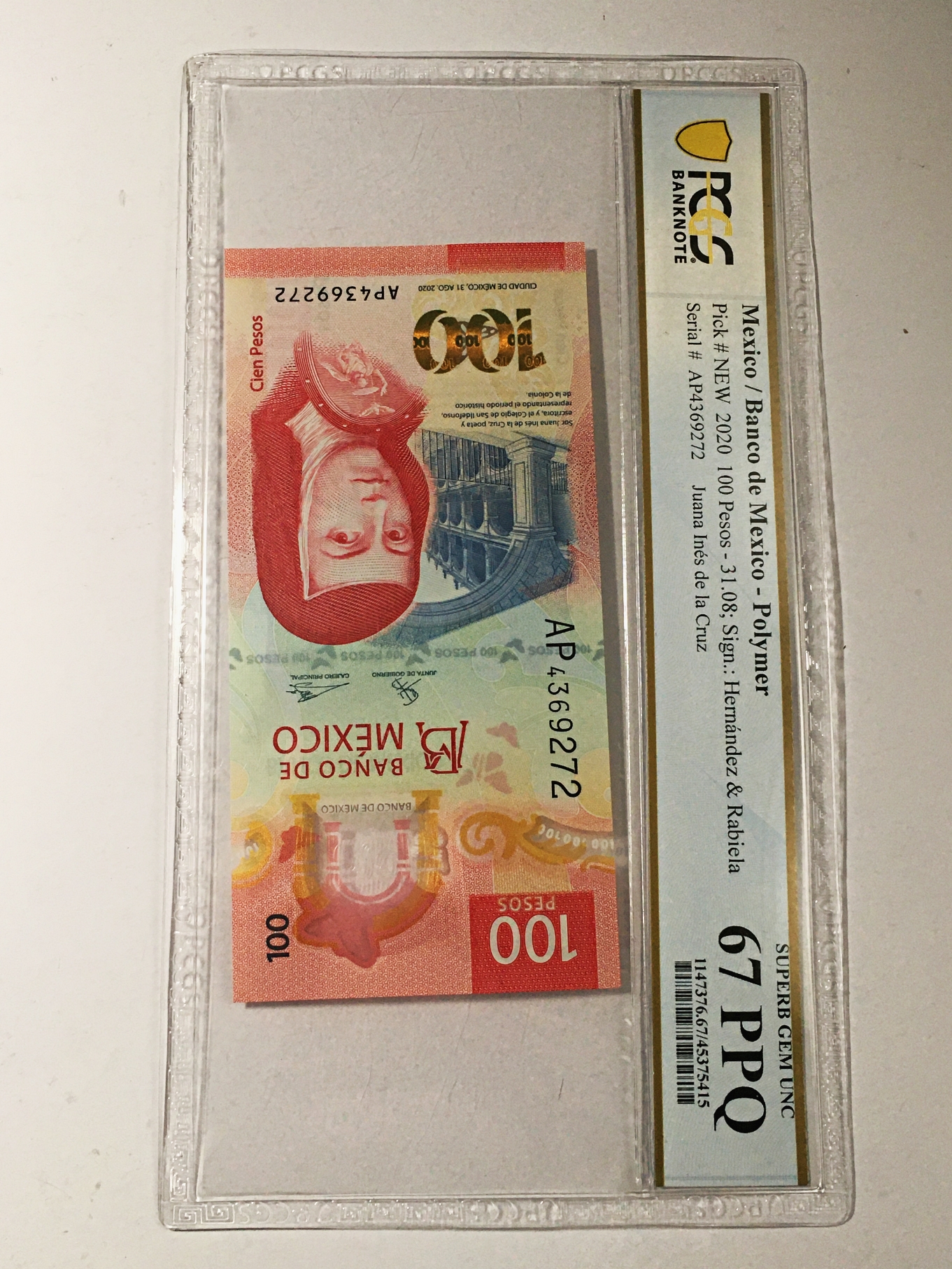 2020 Mexico Polymer 100 Pesos Banknote*Graded Superb Gem Unc 67 PPQ by ...