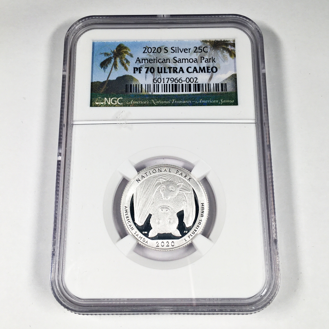 2020-S Proof Silver America Samoa Park Commemorative Quarter*Graded ...