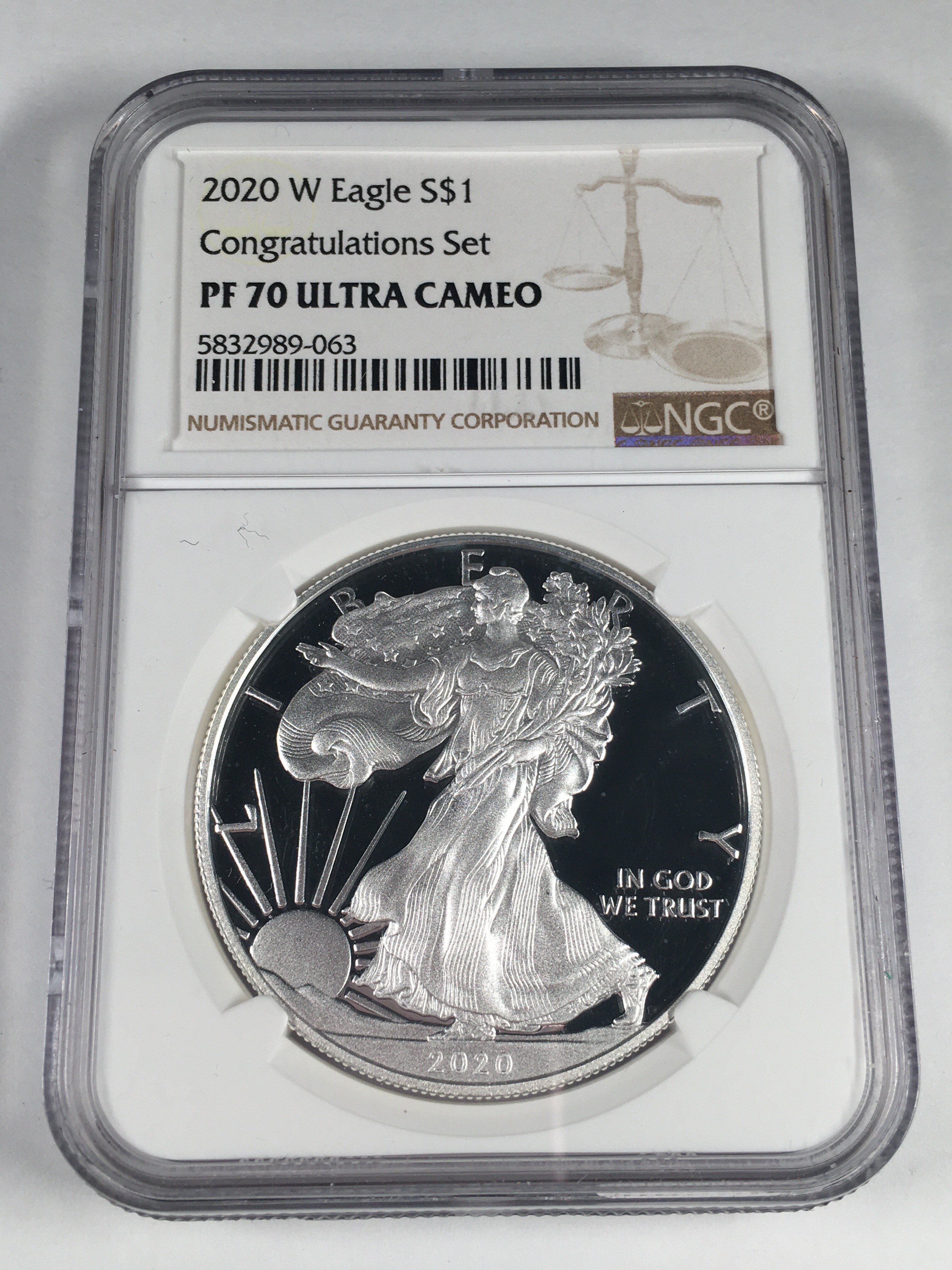 2020-W American Proof Silver Eagle (Congratulations Set)*Graded PF70 ...