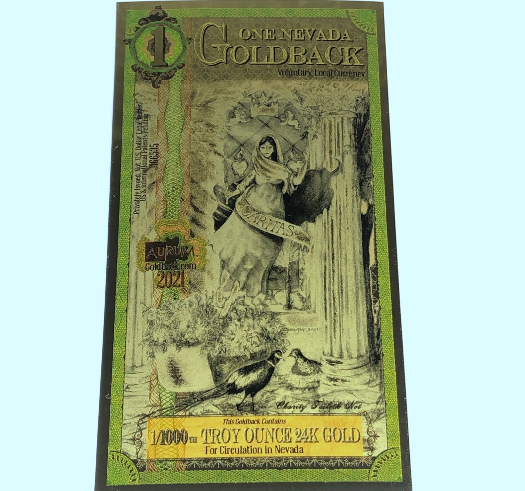 2021 Aurum Nevada Gold Back Bank Note 1/1000th Troy Ounce 999 Gold ...