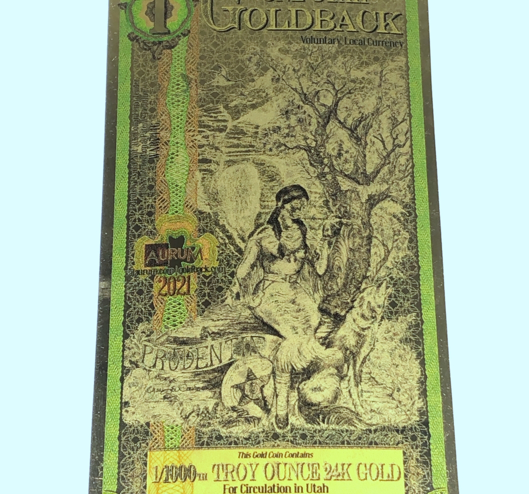 2021 Aurum Utah Gold Back Bank Note 1/1000th Troy Ounce 999 Gold ...