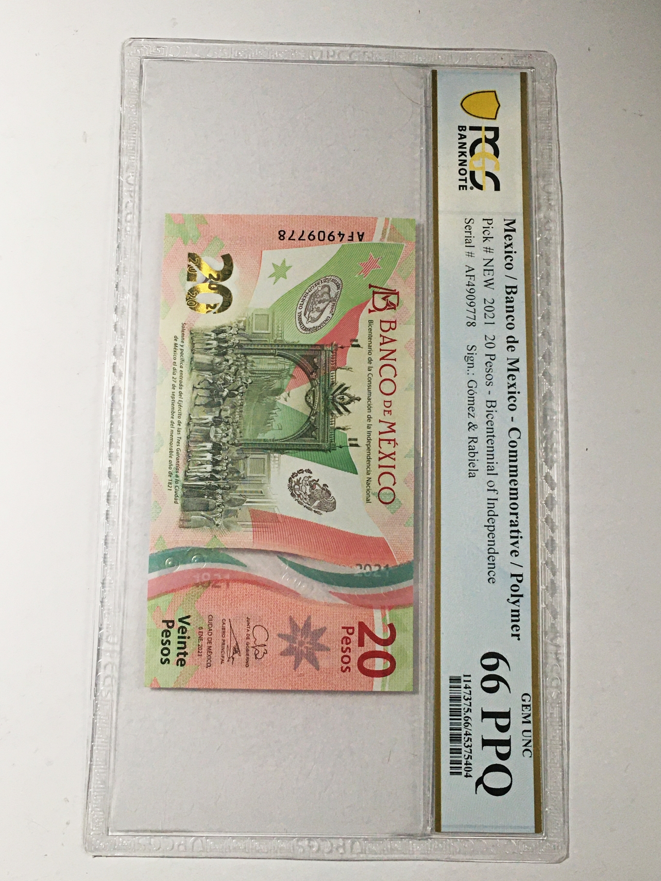 2021 Mexico Commemorative/Polymer 20 Pesos Banknote*Graded Gem Unc 66 ...