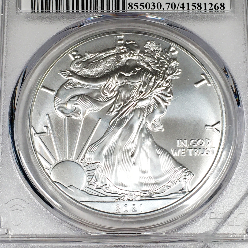 2021-(P) American Silver Eagle T1 Emergency Issue*First Strike*Graded MS70 by PCGS*1oz .999 Fine ...