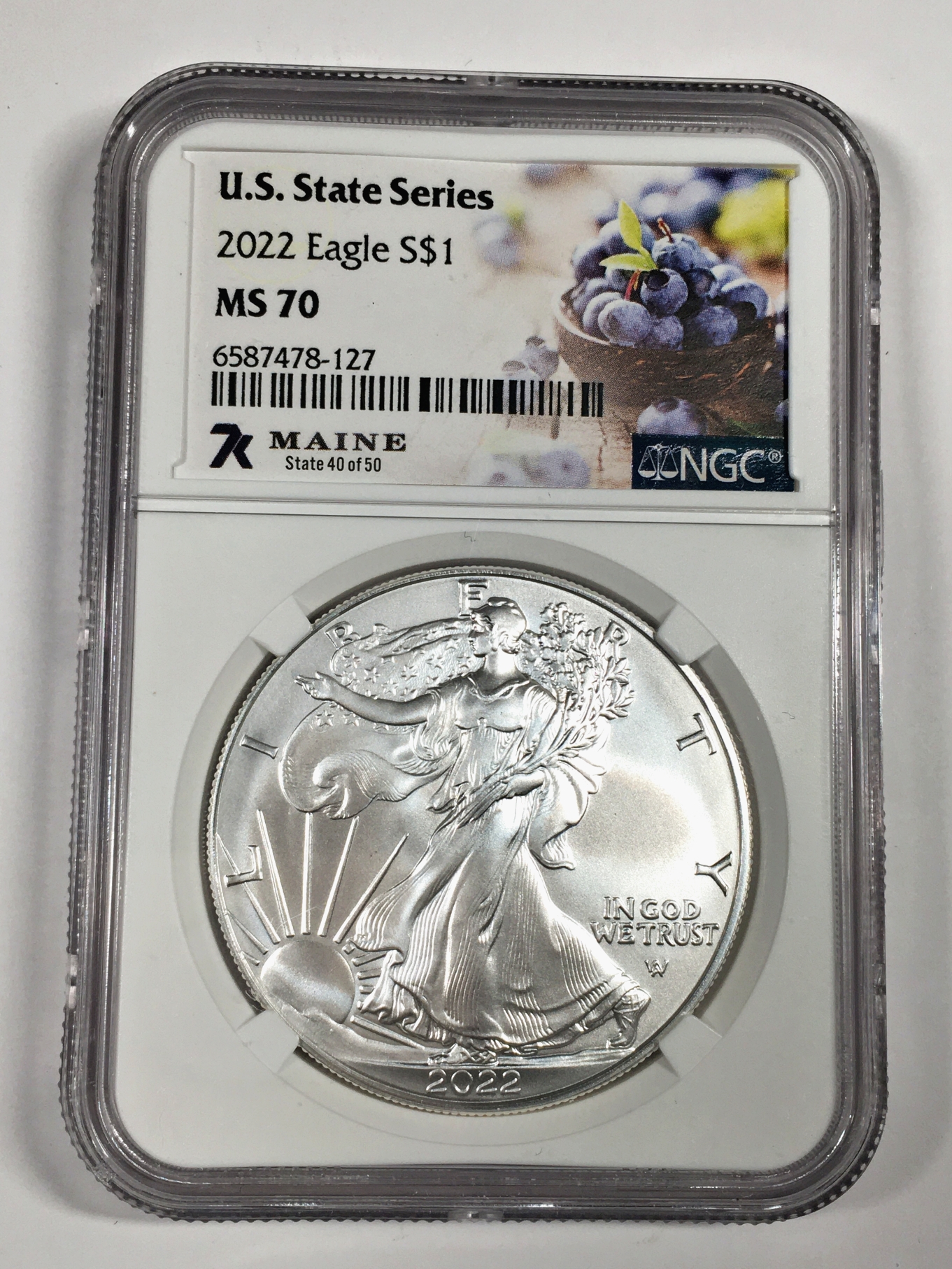 2022 American Silver Eagle*Graded MS70 by NGC*Maine Label*1oz .999 Fine ...