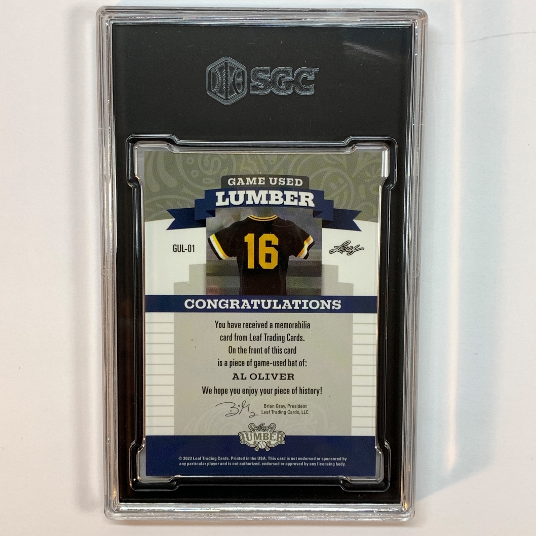 2022 Leaf Lumber Game Used Bat Al Oliver Hall of Fame Graded Mint 9 by ...