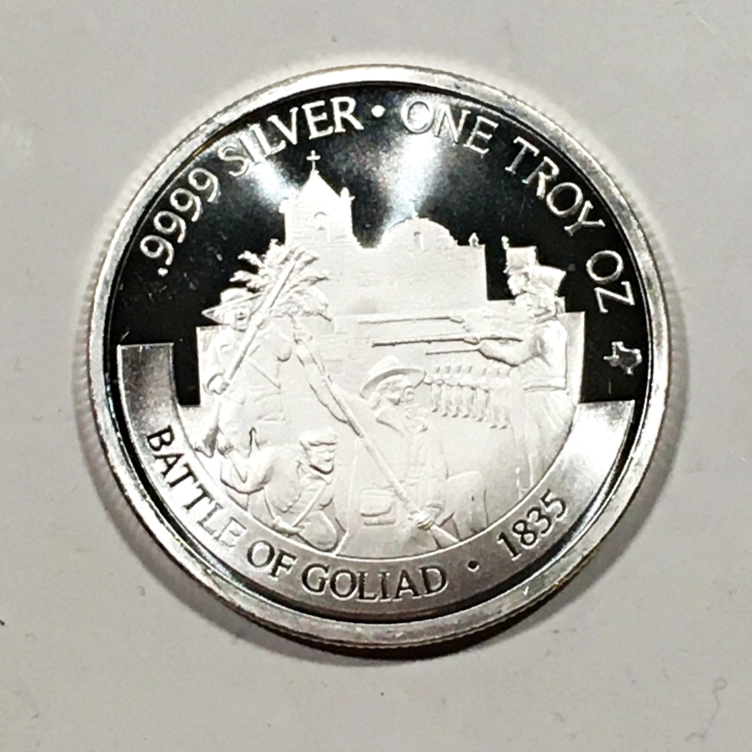 2022 One Troy Ounce .9999 Fine Silver Round*Battle of Goliad Pass*Texas ...