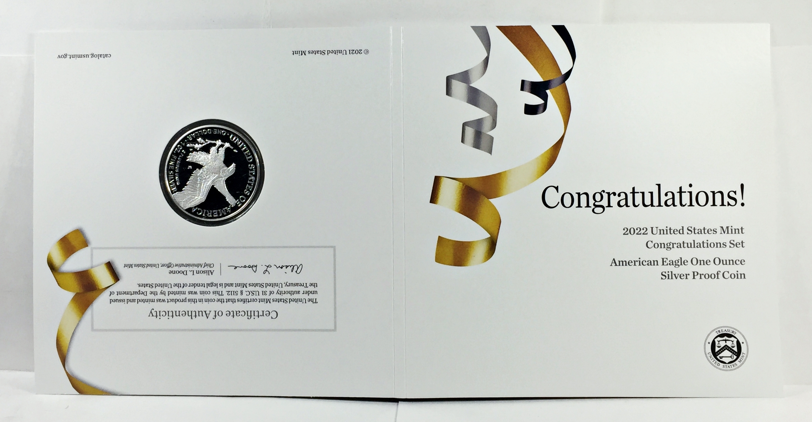 2022 United States Mint American Proof Silver Eagle Congratulations Set ...
