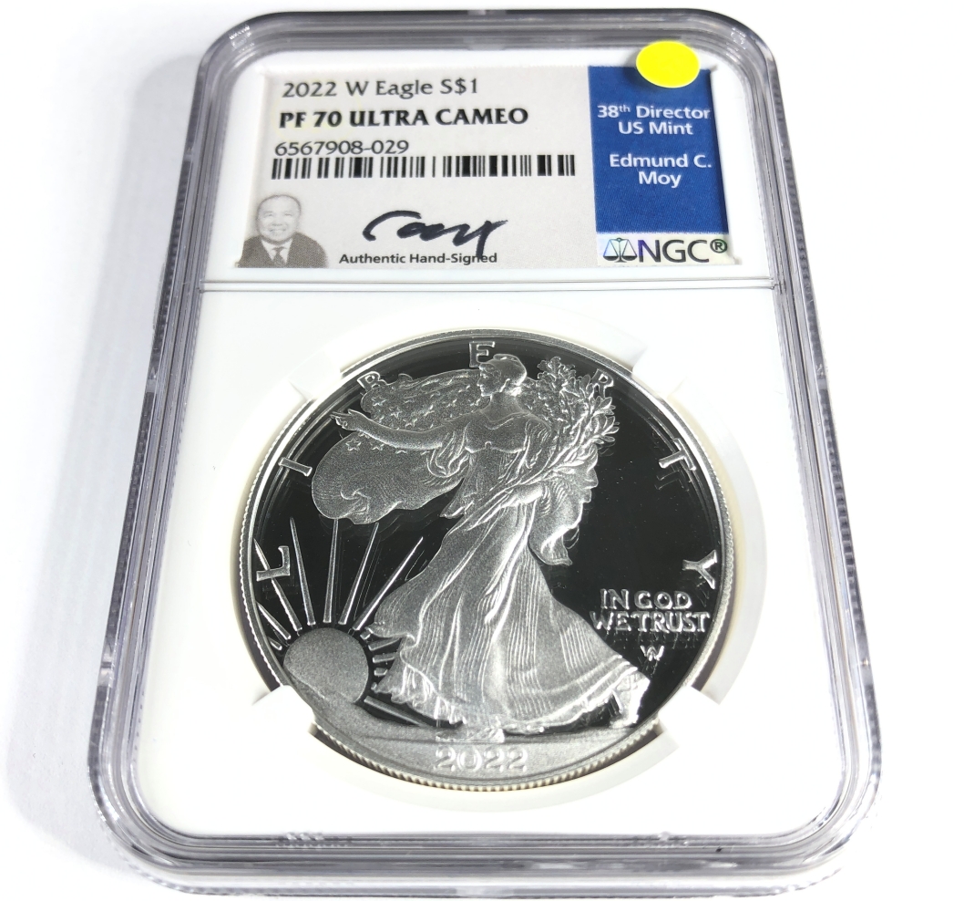 2022-W American Silver Eagle*Proof*Signature of Edmon C. Moy*Graded ...