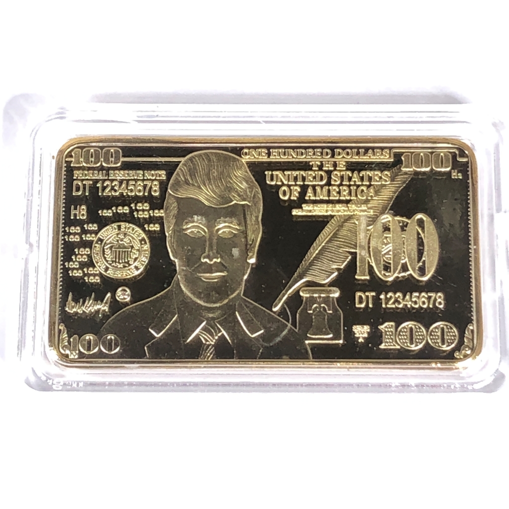 22K Gold Layered $100 Donald Trump Bar*Federal Reserve Note Replica ...