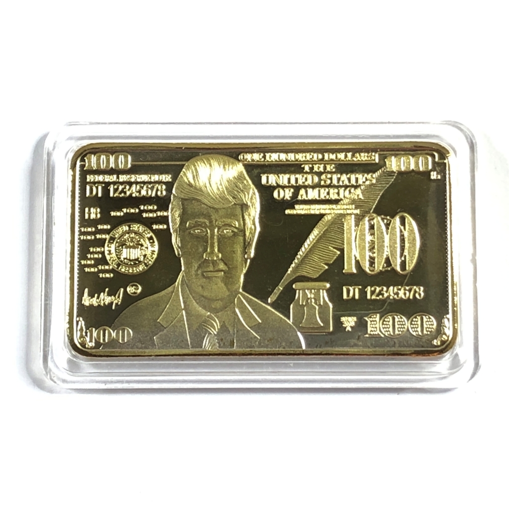 22K Gold Layered $100 Donald Trump Bar*Federal Reserve Note Replica ...