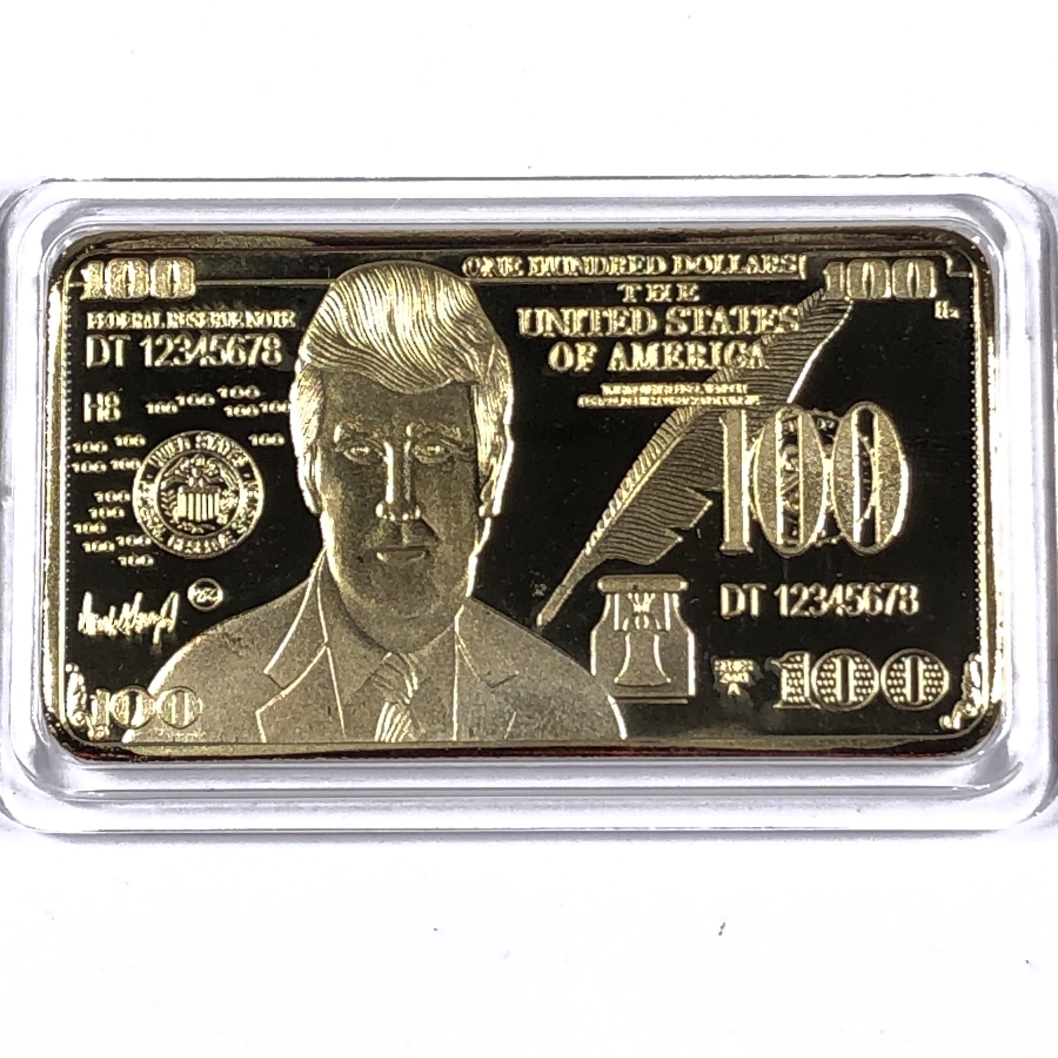 22K Gold Layered $100 Donald Trump Bar*Federal Reserve Note Replica ...