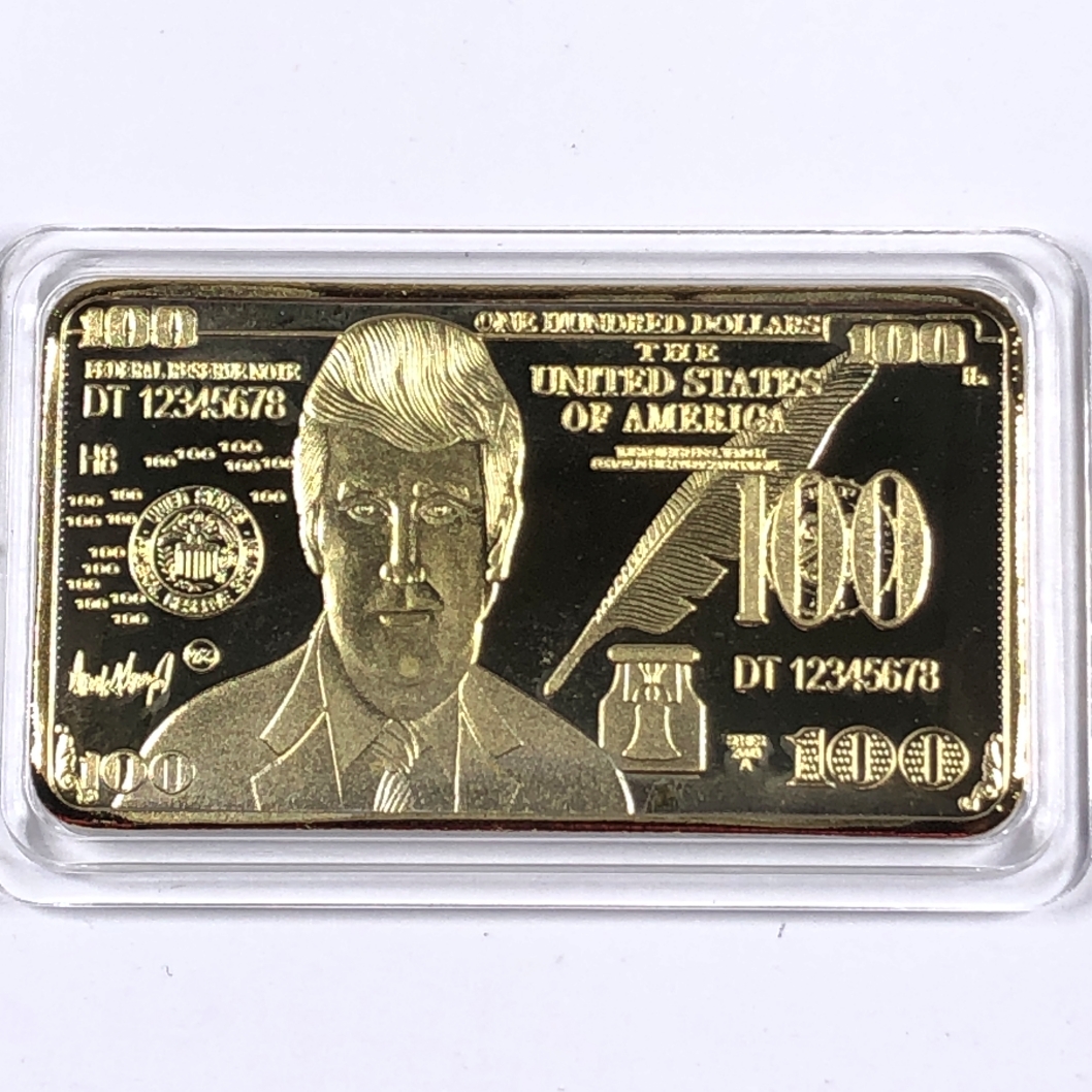 22K Gold Layered $100 Donald Trump Bar*Federal Reserve Note Replica ...