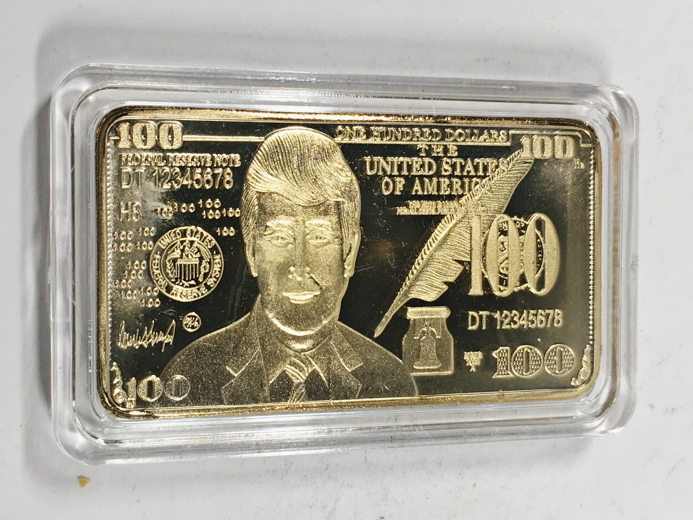 22K Gold Layered $100 Donald Trump Bar*Federal Reserve Note Replica ...