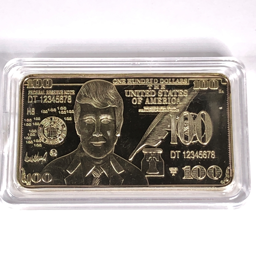 22K Gold Layered $100 Donald Trump Bar*Federal Reserve Note Replica ...
