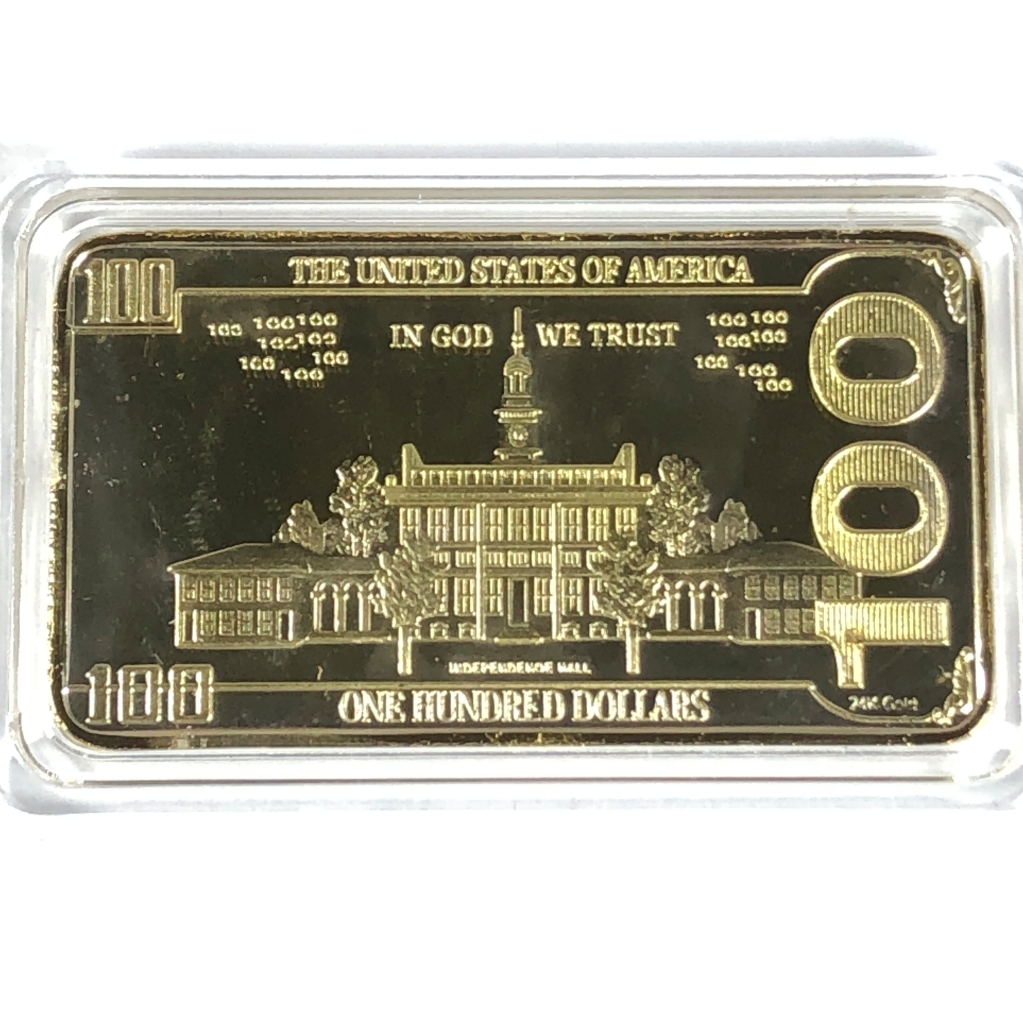 22K Gold Layered $100 Donald Trump Bar*Federal Reserve Note Replica ...