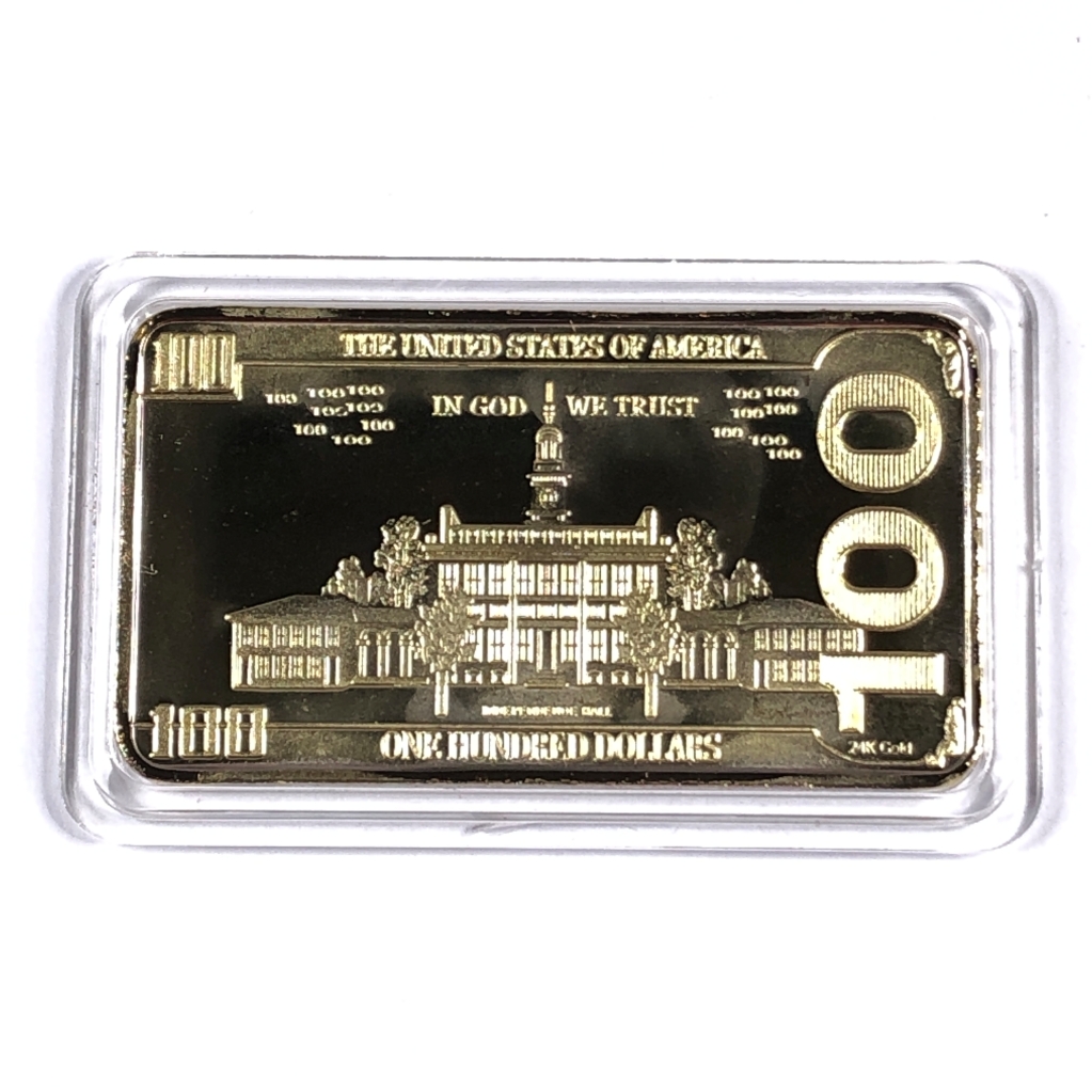 22K Gold Layered $100 Donald Trump Bar*Federal Reserve Note Replica ...