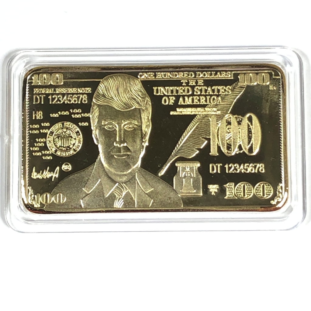 22K Gold Layered $100 Donald Trump Bar*Federal Reserve Note Replica ...