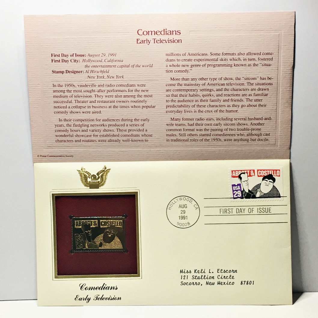 22K Gold Replica Stamp on FDC*1991 Comedians; Early Television ...