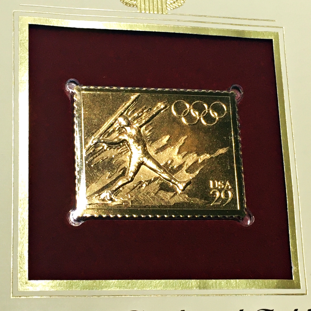 22K Gold Replica Stamp on FDC*1991 Olympic Track & Field; Javelin ...