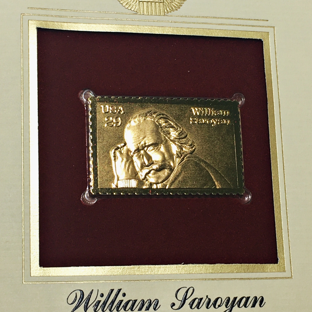22K Gold Replica Stamp on FDC*1991 William Saroyan; Literary Arts ...