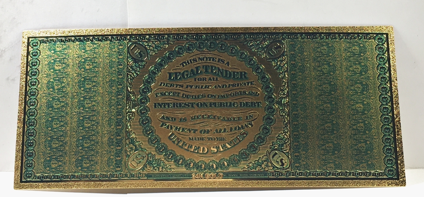 24K Gold Foil 1863 $100 National Bank Note Replica*Large Note in ...