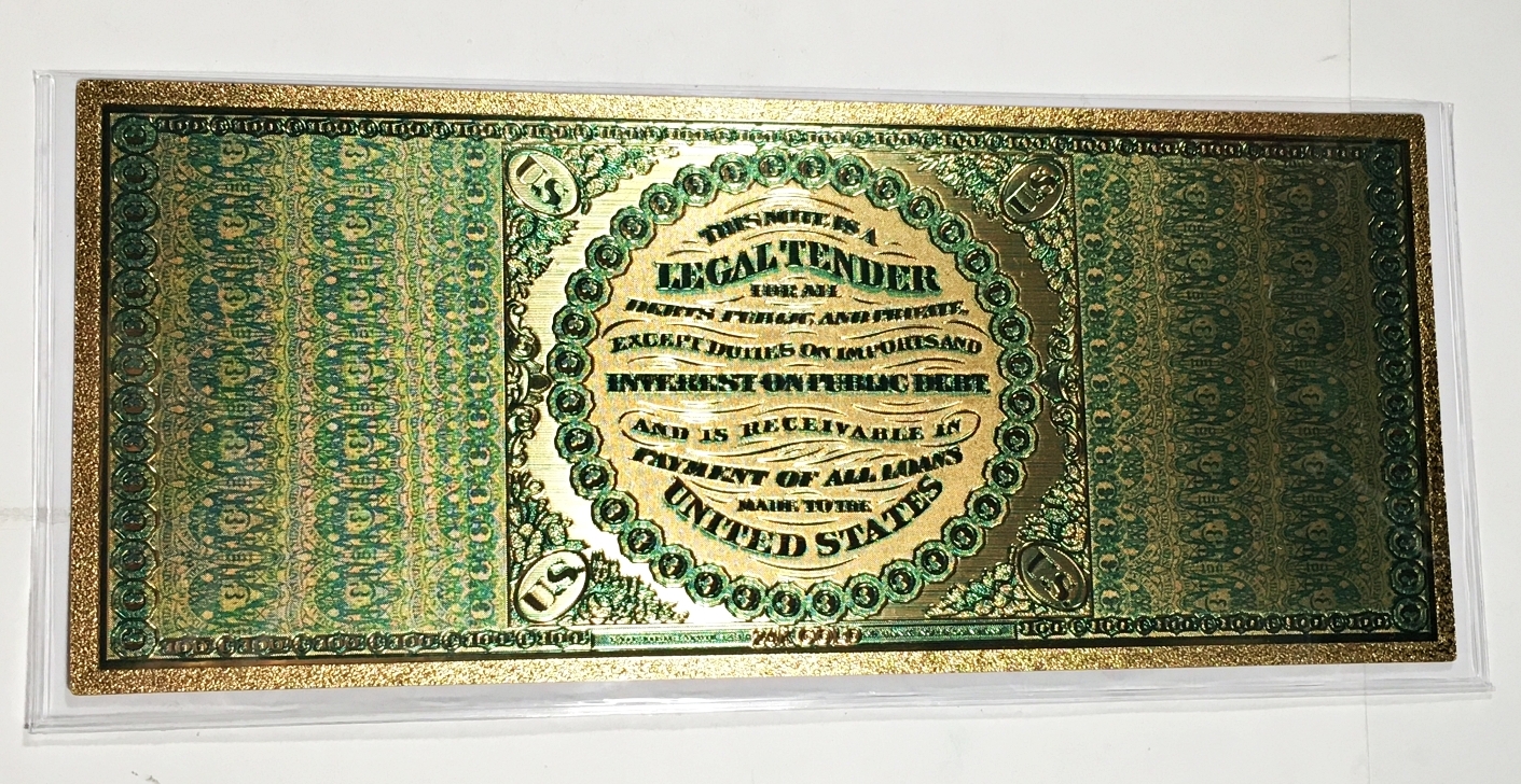 24K Gold Foil 1863 $100 National Bank Note Replica*Large Note in ...