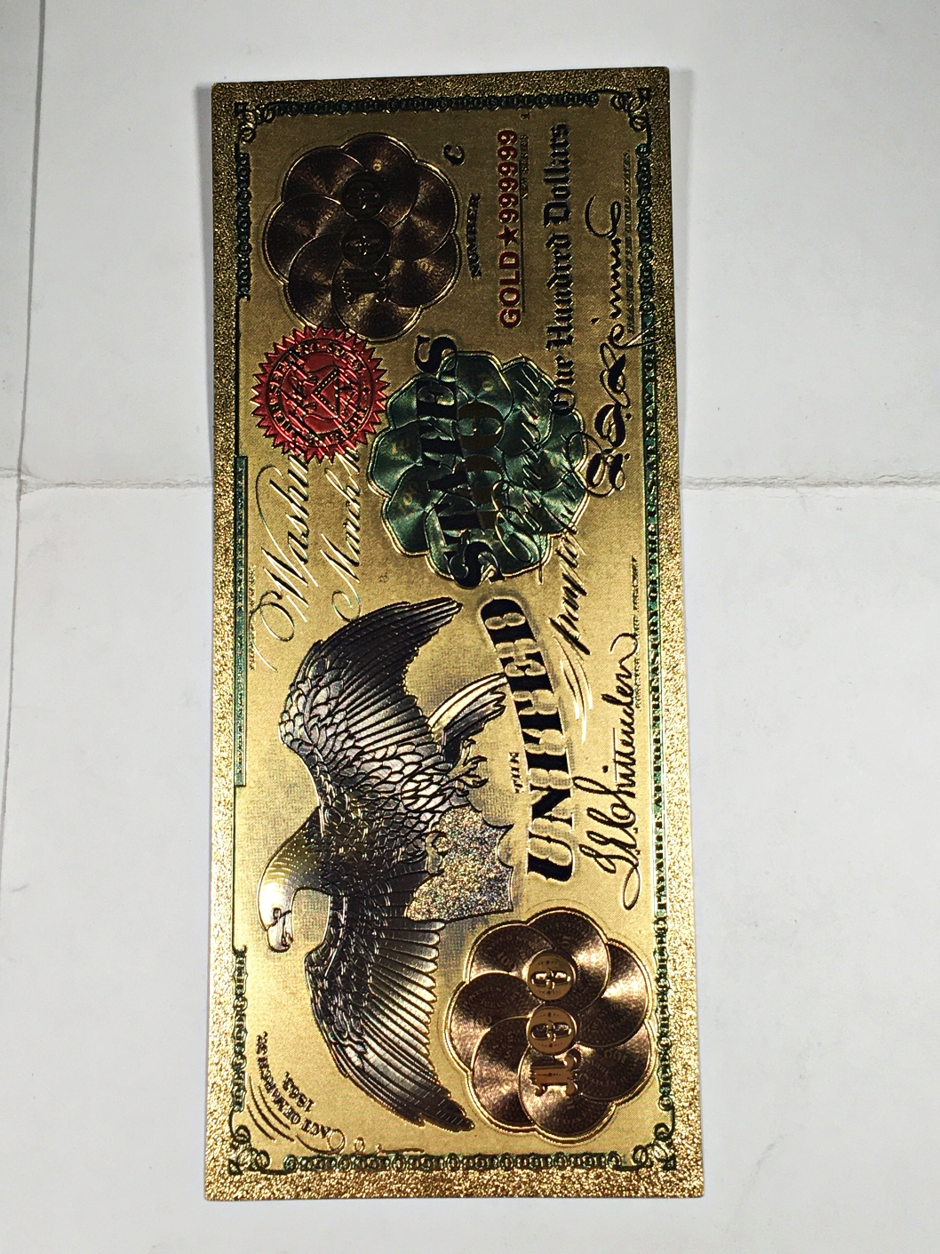 24K Gold Foil 1863 $100 National Bank Note Replica*Large Note in ...