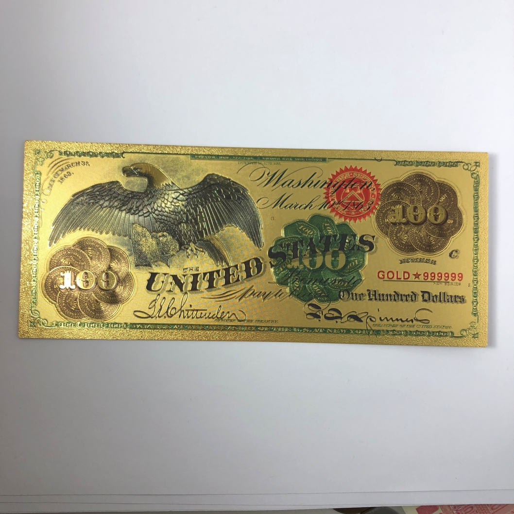 24K Gold Foil 1863 $100 National Bank Note Replica*Large Note in ...