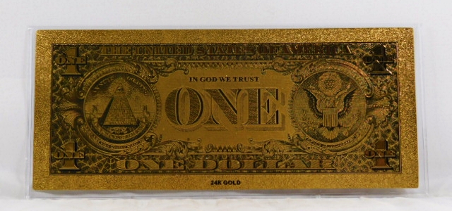 Series of 2003A 24K Gold Foil Federal Reserve $1 Replica Note ...