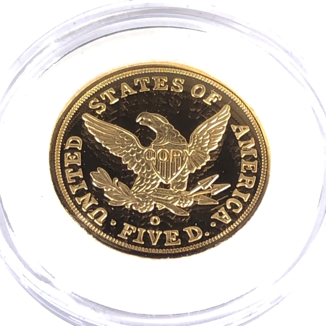 24K Gold Layered 1841 $5 Liberty Eagle Replica*Proof DCAM*In Protective ...