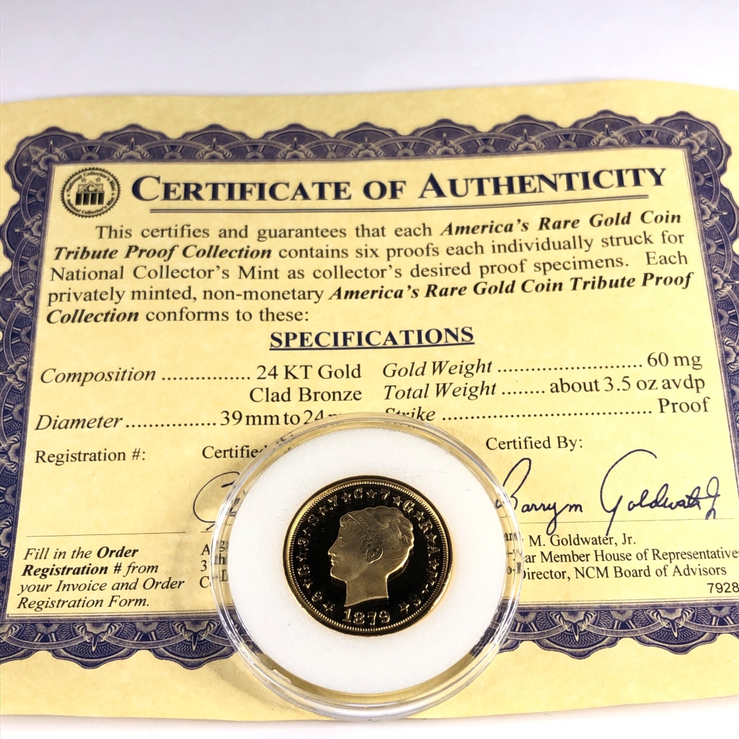 24K Gold Layered 1879 Stella $4 Replica*Proof DCAM*In Protective ...