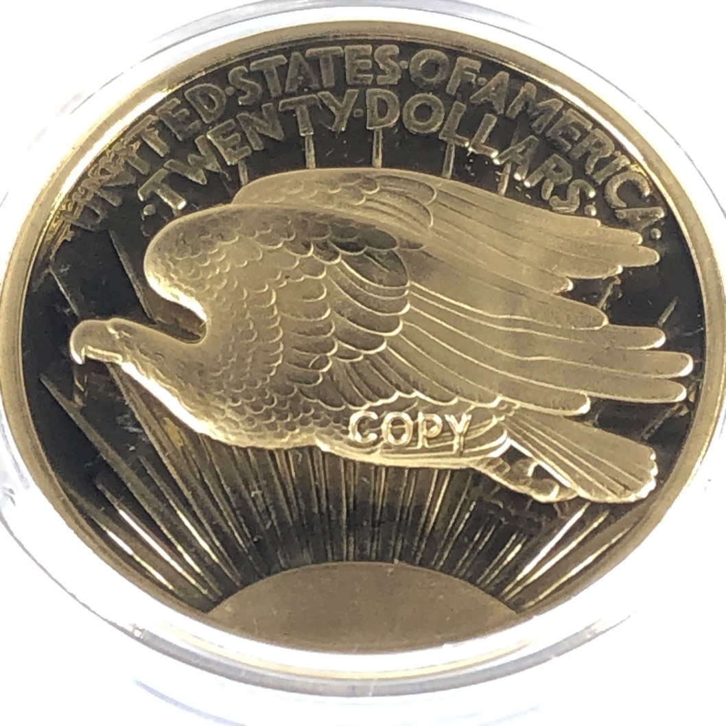 24K Gold Layered 1907 St. Gaudens $20 Replica*Proof DCAM*In Protective ...