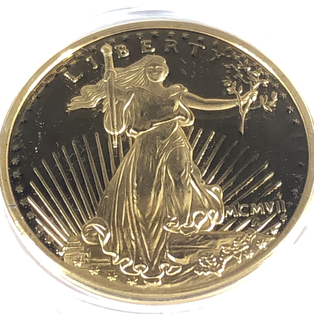 24K Gold Layered 1907 St. Gaudens $20 Replica*Proof DCAM*In Protective ...