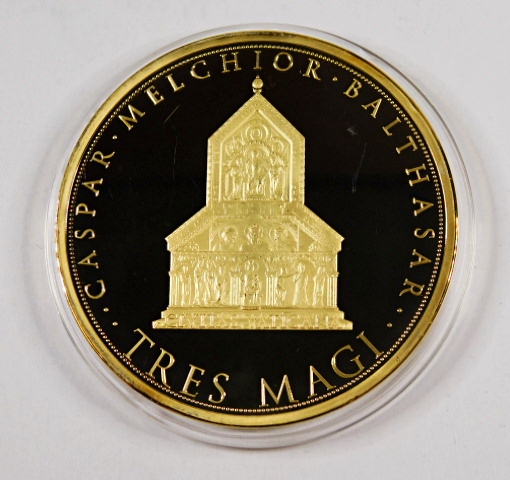 24K Gold Layered 70mm Medallion with Gem Commemorating Melchior*In ...