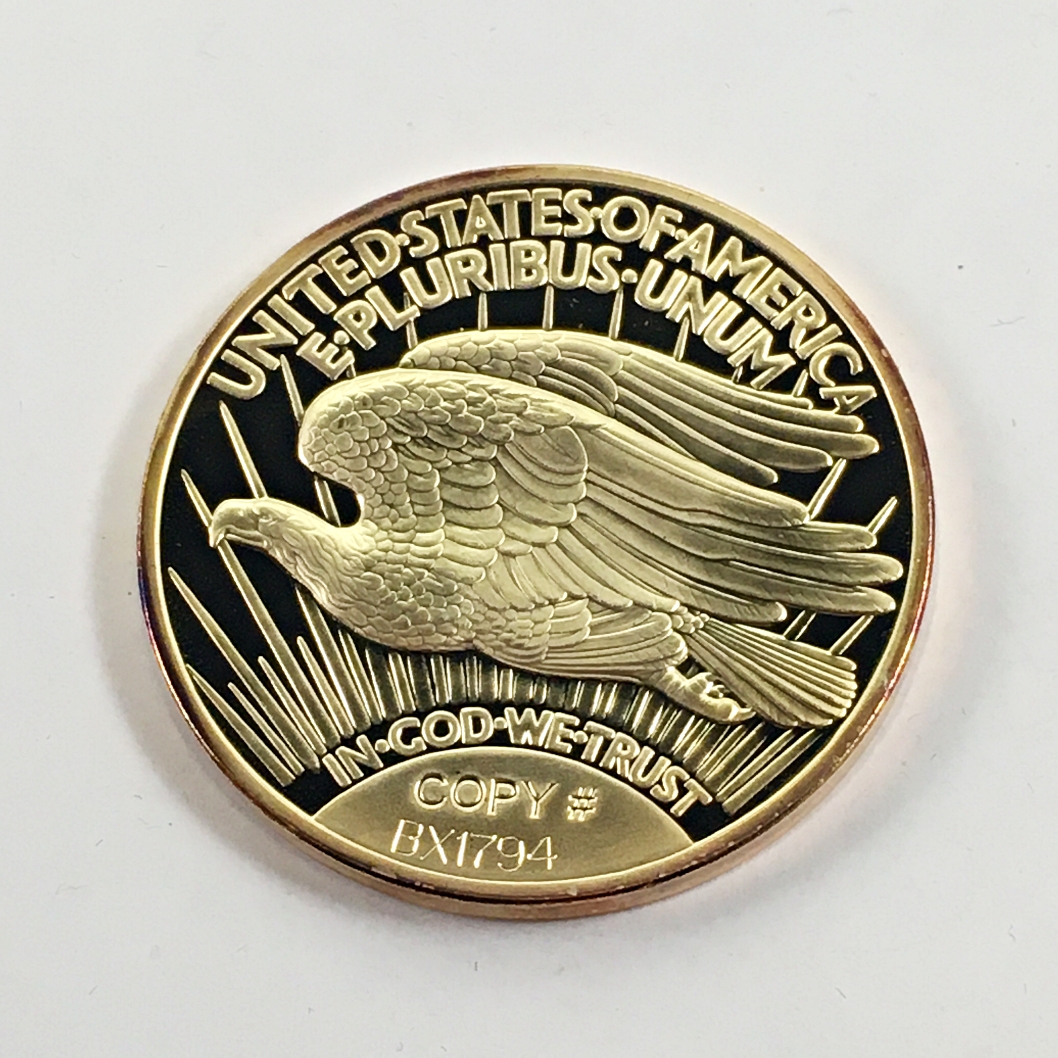 24K Gold Layered St. Gaudens $20 Double Eagle Replica*40mm*In ...