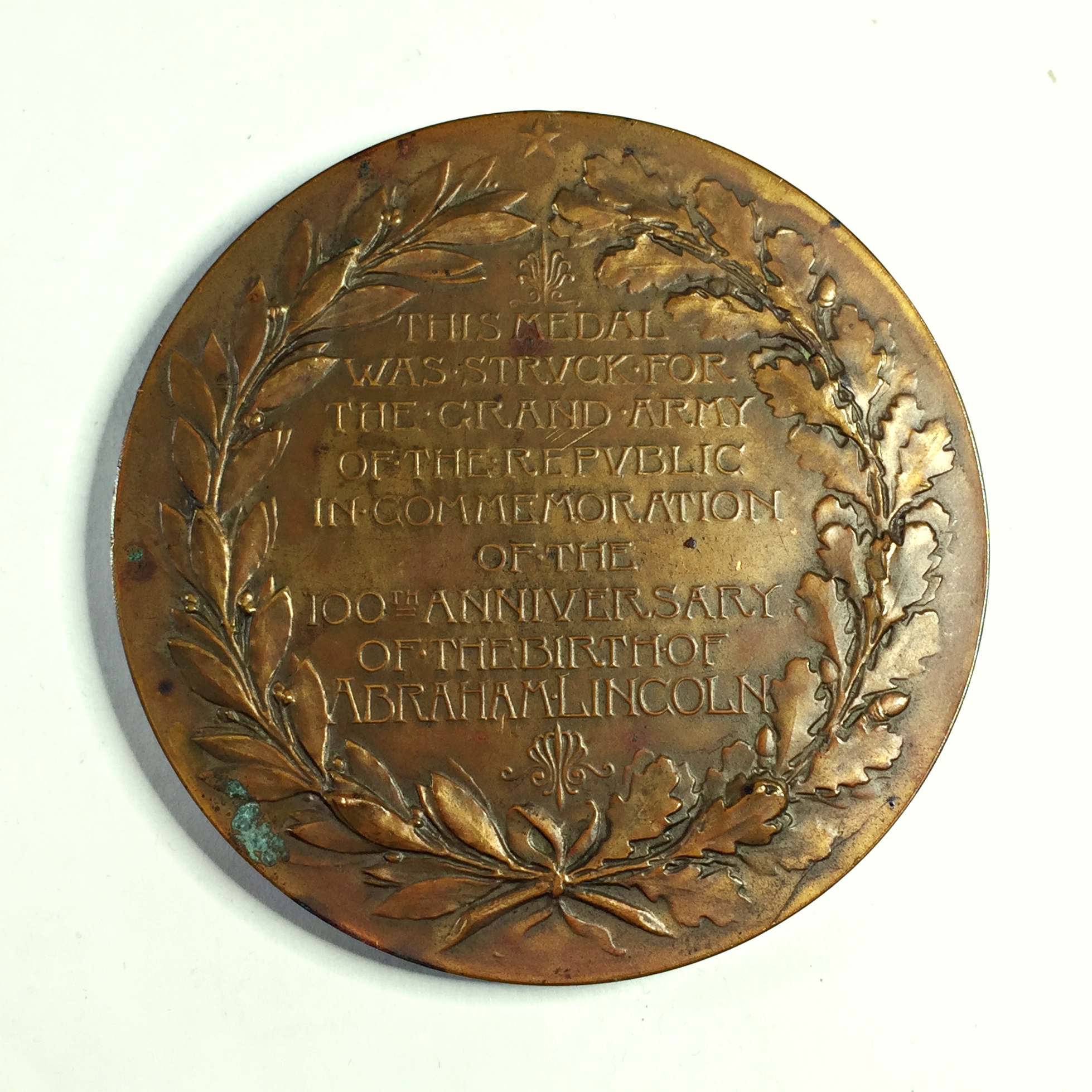 3" Copper Medallion of Abraham Lincoln | Property Room