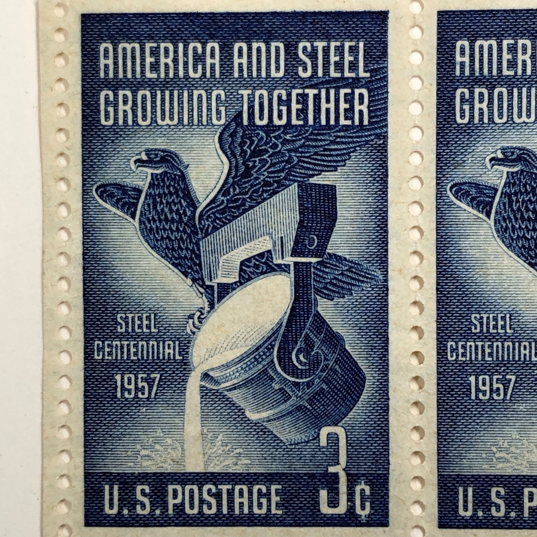4 Panel of US Postage Stamps 3 Cent America & Steel Growing Together ...