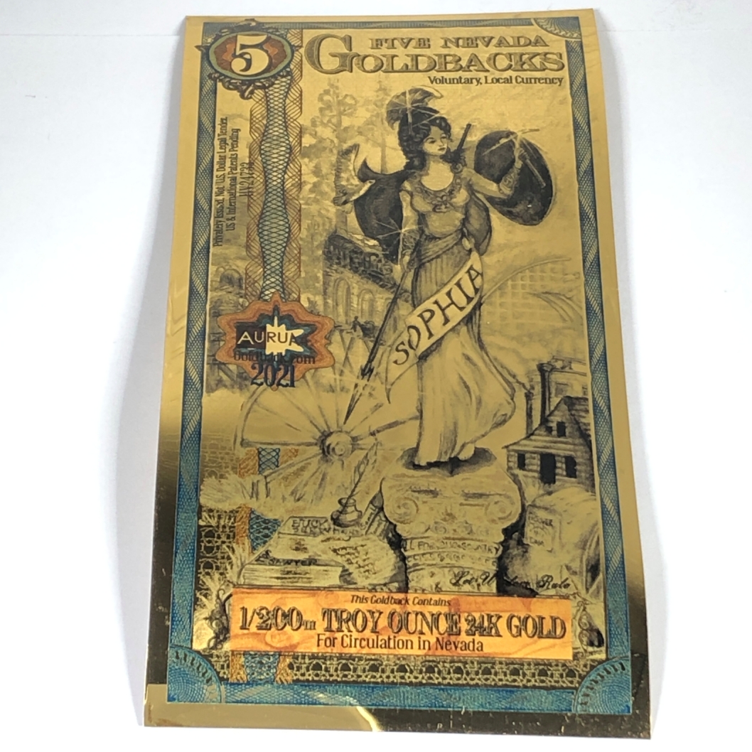 5 Nevada Goldbacks*1/200th Troy Ounces of 24K Gold*For Circulation in ...