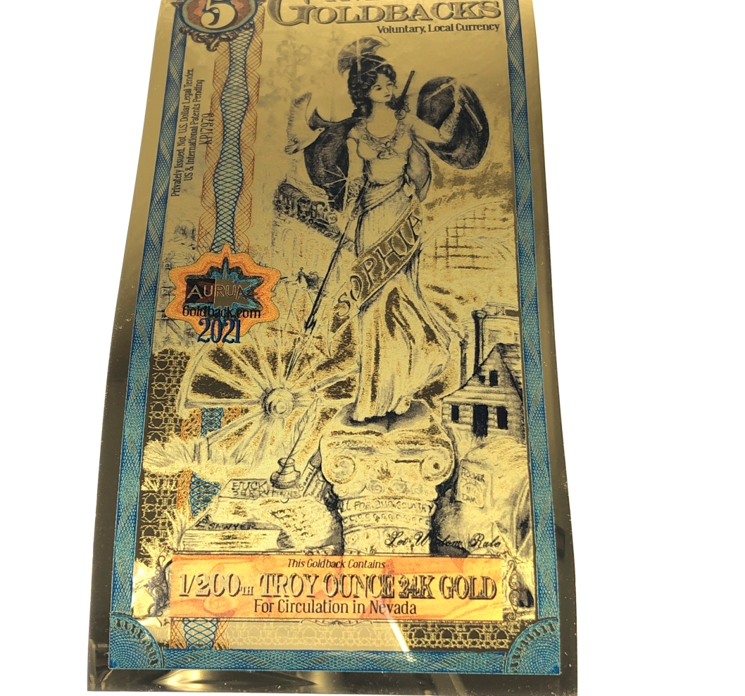 5 Nevada Goldbacks*1/200th Troy Ounces of 24K Gold*For Circulation in ...