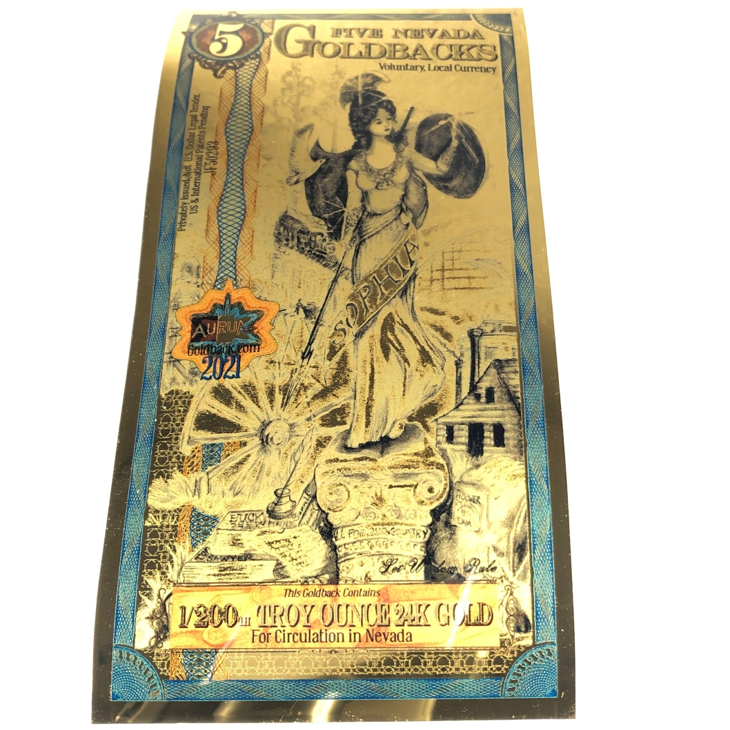 5 Nevada Goldbacks*1/200th Troy Ounces of 24K Gold*For Circulation in ...