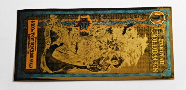 5 Utah Goldbacks*1/200th Troy Ounces of 24K Gold*For Circulation in ...