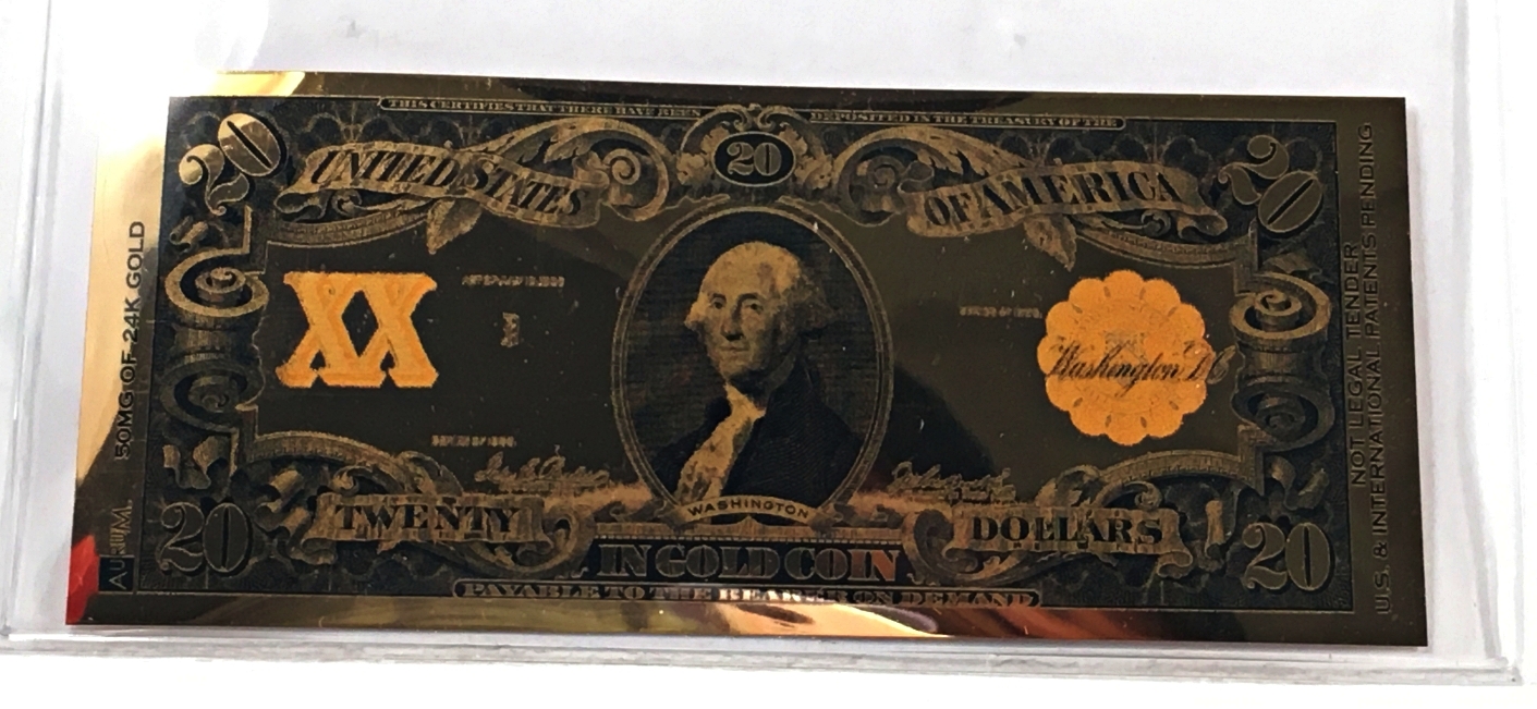 50mg 24K Gold $20 United States Gold Coin Note Commemorative | Property ...