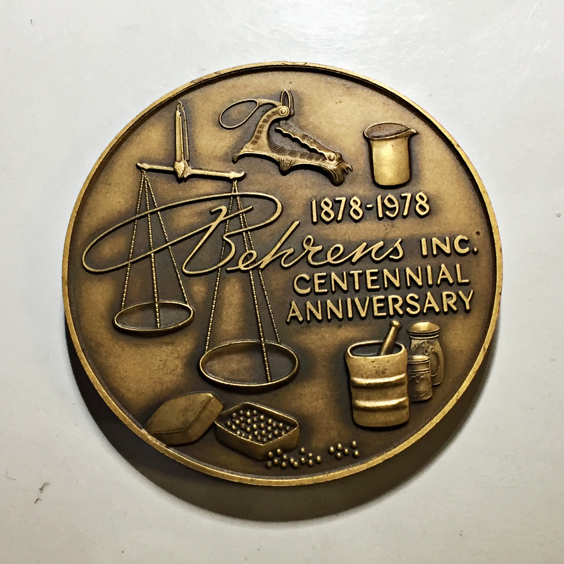 6.5oz High Relief Bronze Medallion*3" Diameter*Commemorating Behrens ...