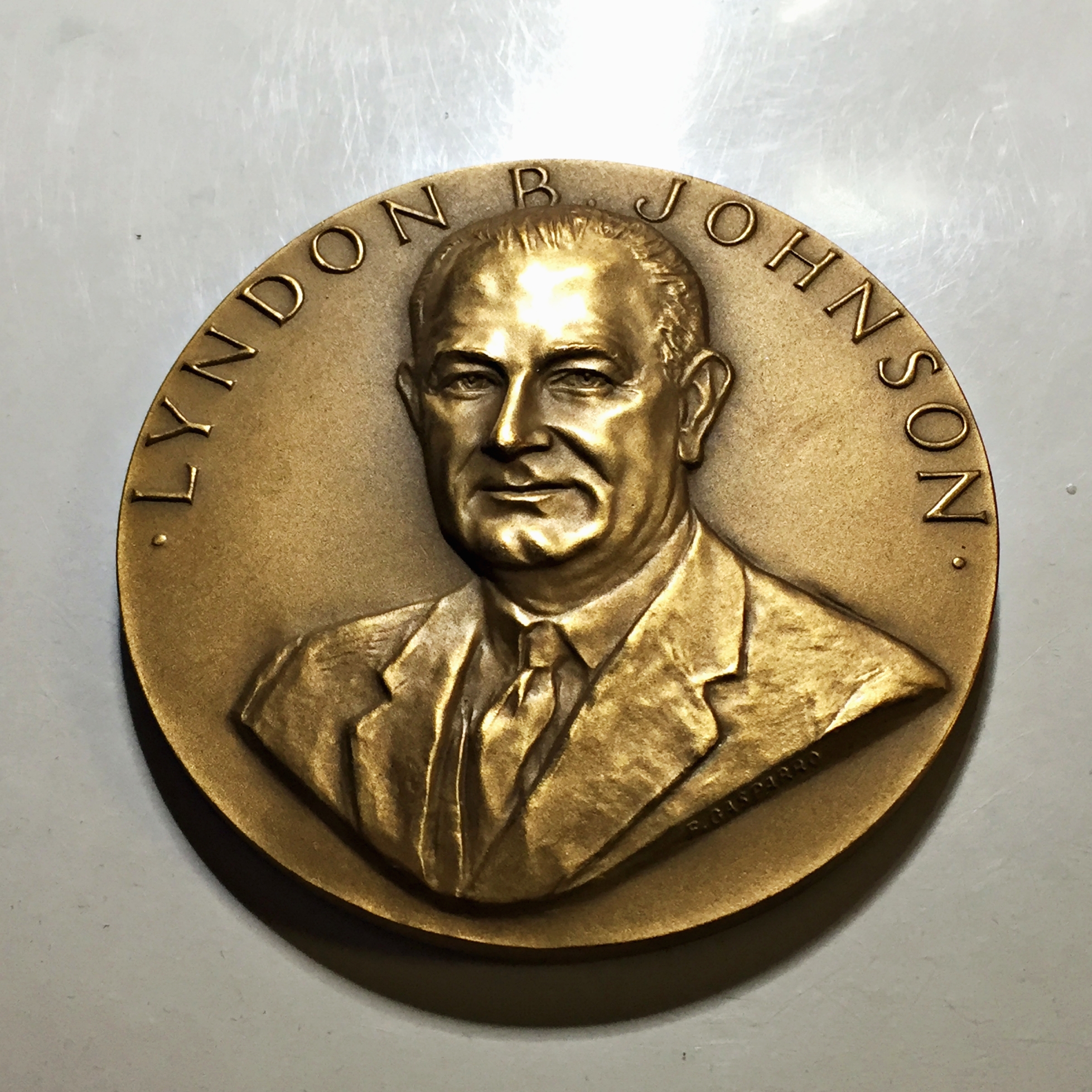 7.7oz High Relief Bronze Medallion*3" Diameters*Commemorating Lyndon B ...