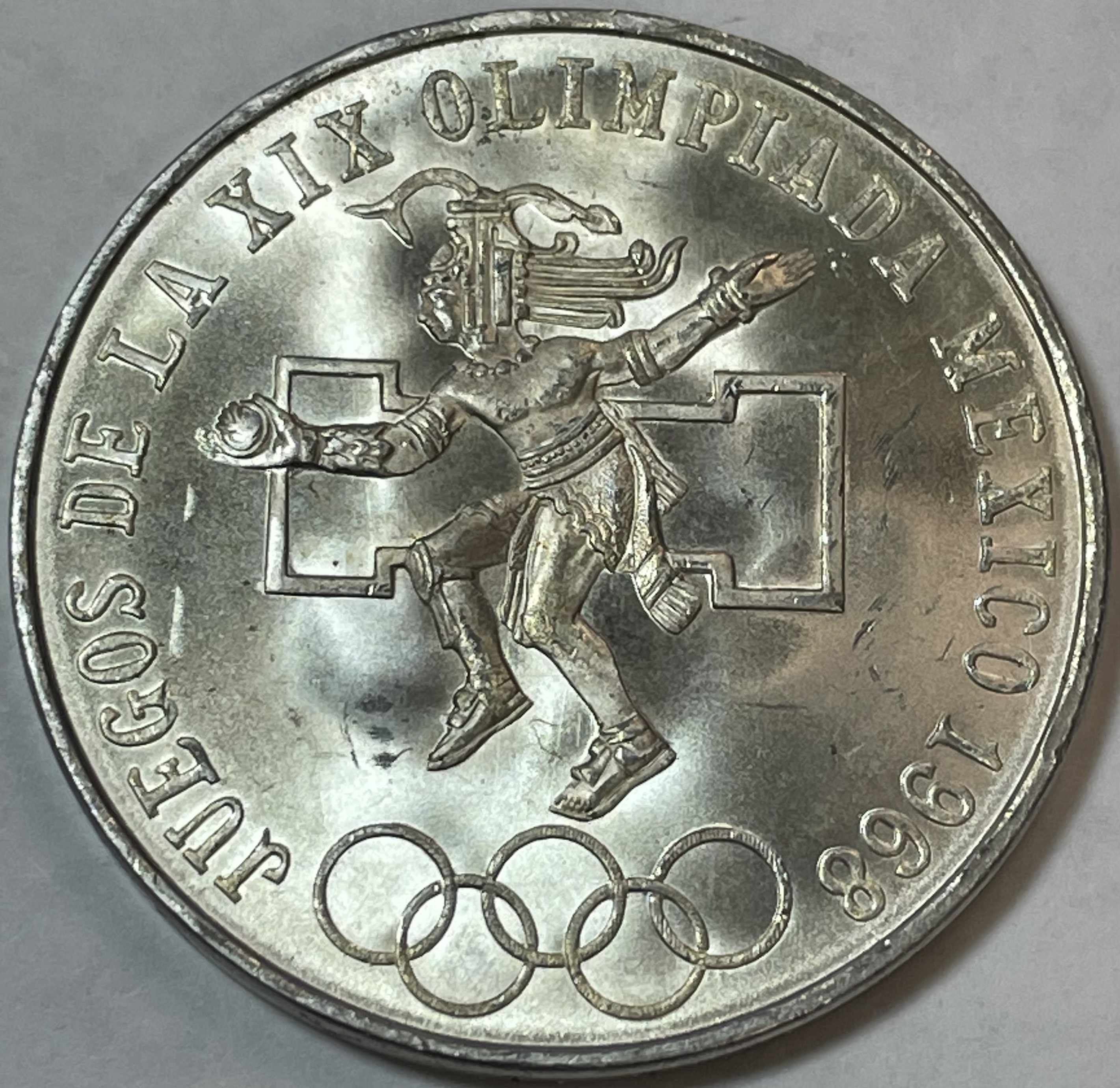 1968 Mexico Olympic Games Silver Commemorative 25 Pesos - Brilliant ...