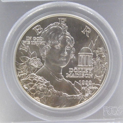 1999-P Dolly Madison Commemorative Silver Dollar - Graded MS69 by PCGS ...