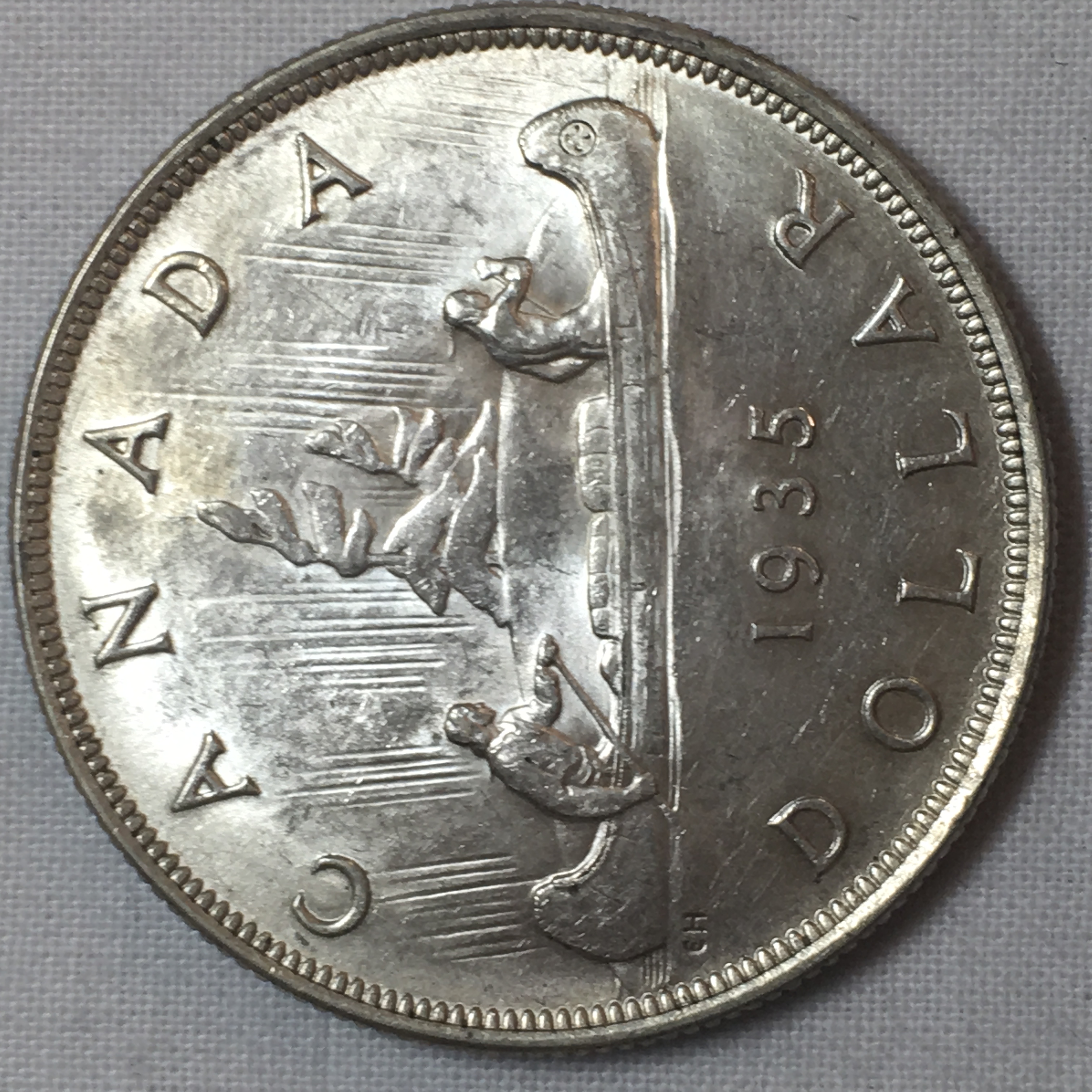 1935 Canada George V Canoe Silver Dollar - High Grade Lustrous Coin ...