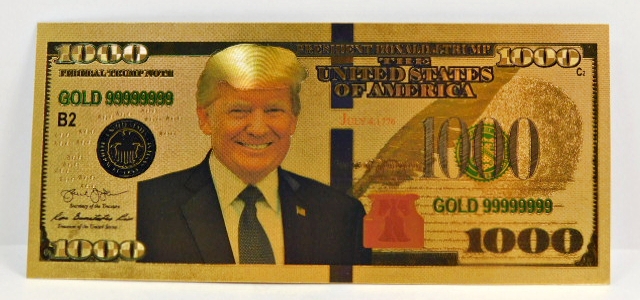 $1000 President Donald Trump Gold Layered Replica Currency Note ...