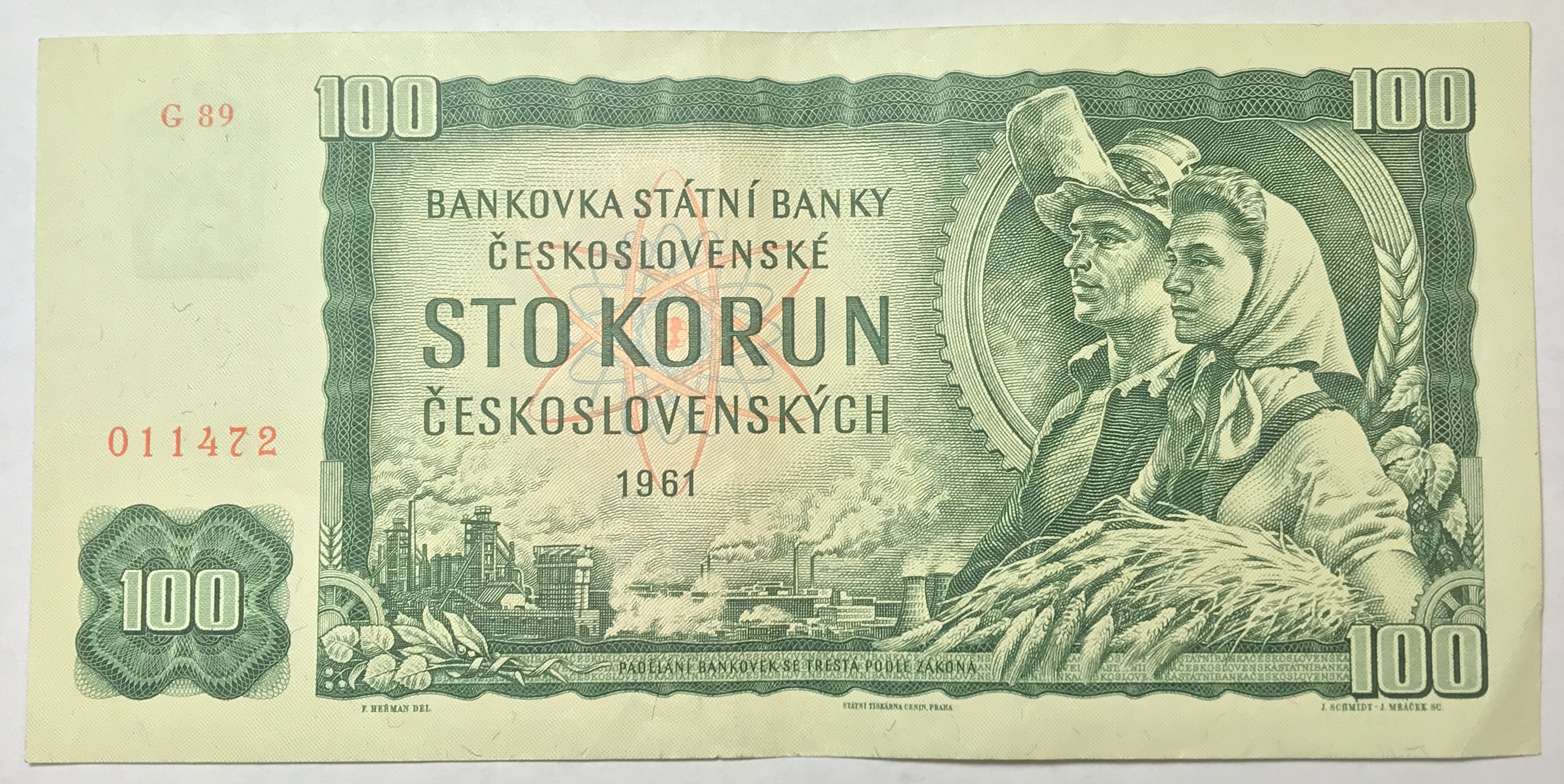 1961 Czechoslovakia 100 Korun Note - Charles Bridge & Hradcany in ...