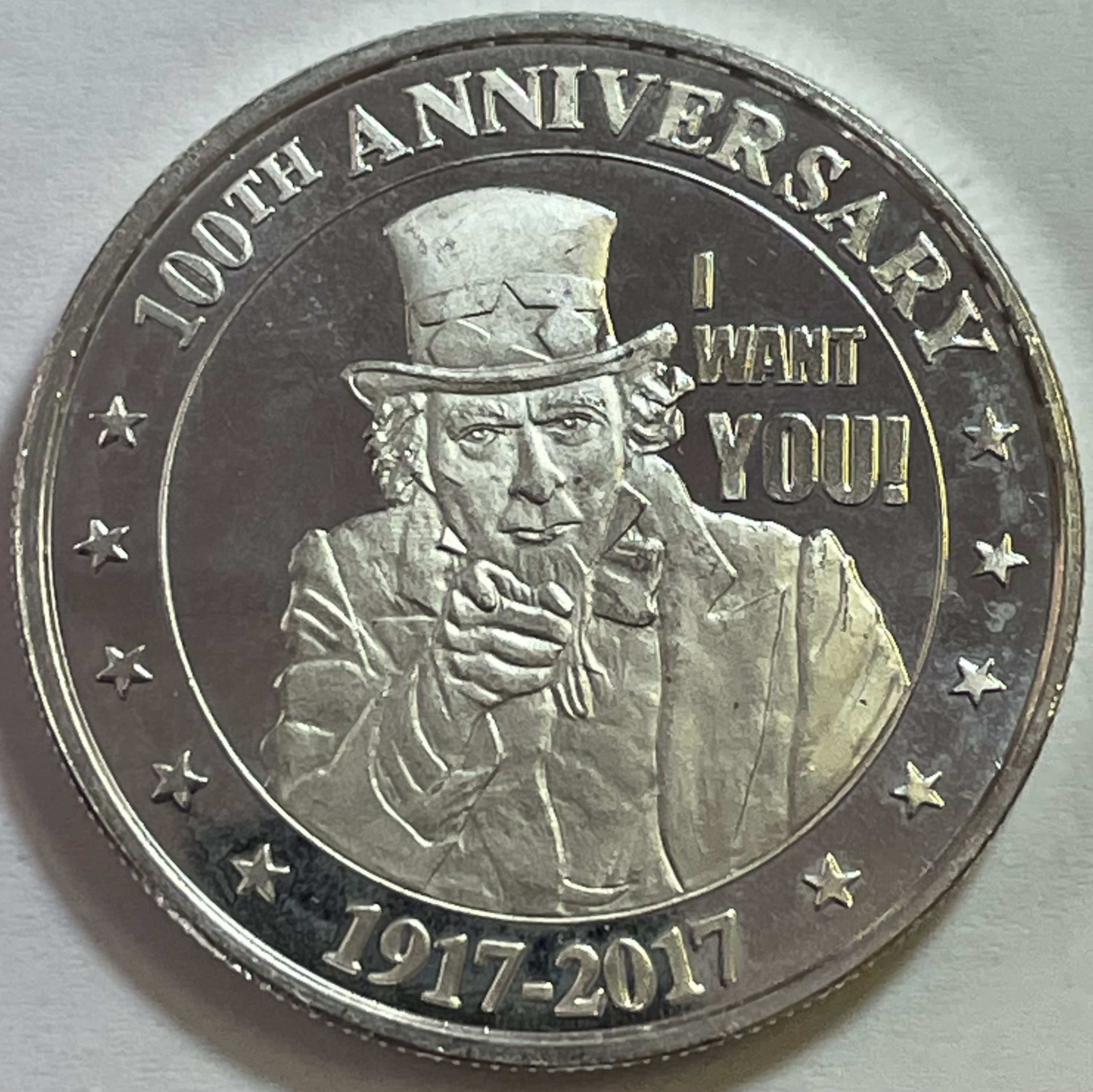 1 oz .999 Fine Silver Uncle Sam 100th Anniversary Commemorative Silver ...
